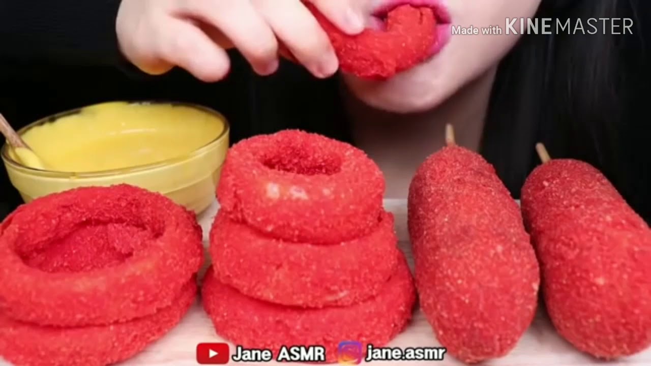 Jane asmr corn dogs with Cheetos (bites only) - YouTube