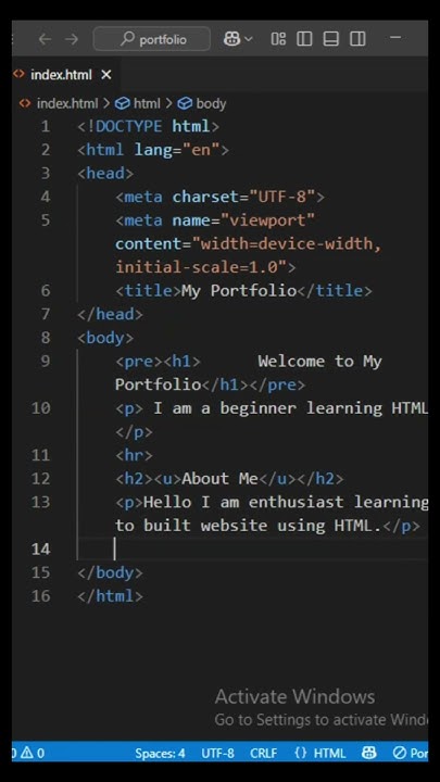 Portfolio using HTML only for beginners #coding #viral #youtubeshorts #programming #technology ...