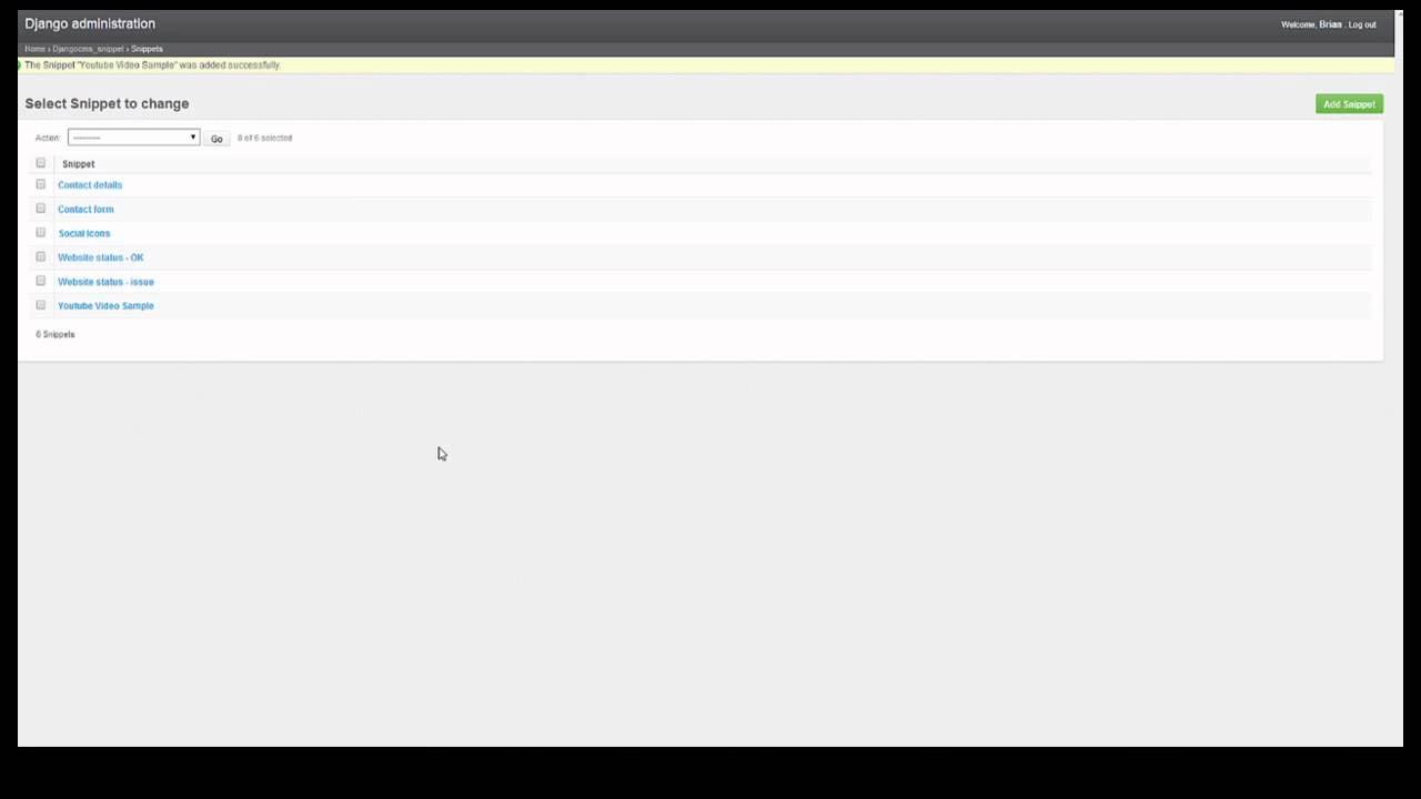 Django CMS - Add a YouTube video by using snippet - YouTube