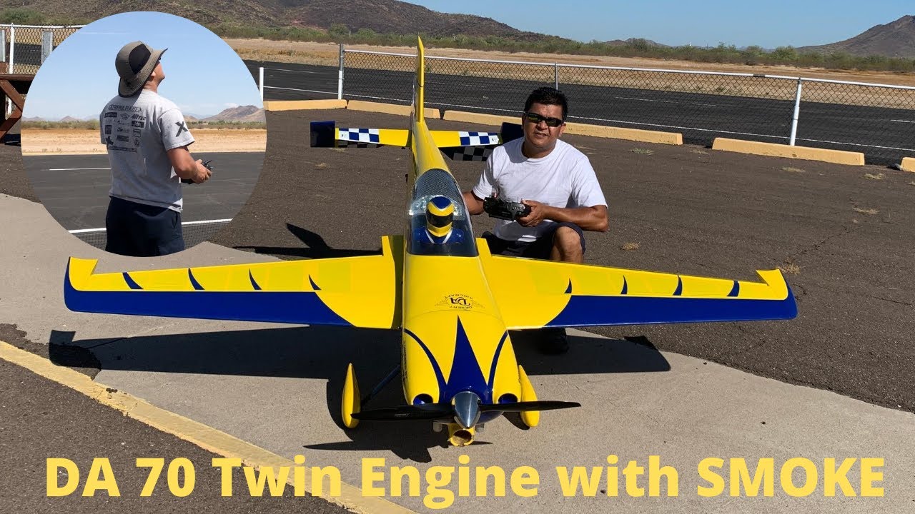 DA 70cc Twin in MXS 96 Inch with SMOKE - YouTube