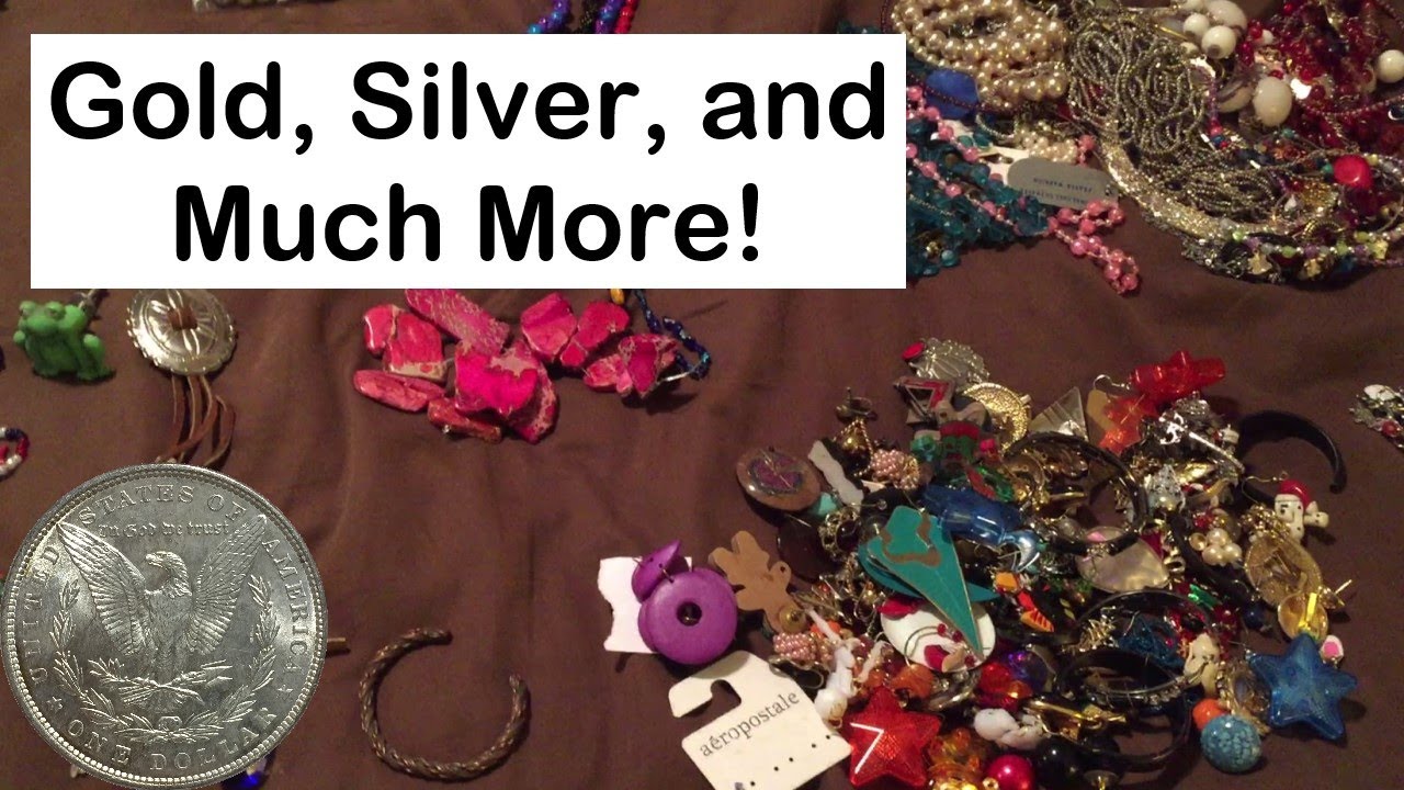 Gold and Silver in Bags of "Broken Jewelry" from the Thrift Store - YouTube