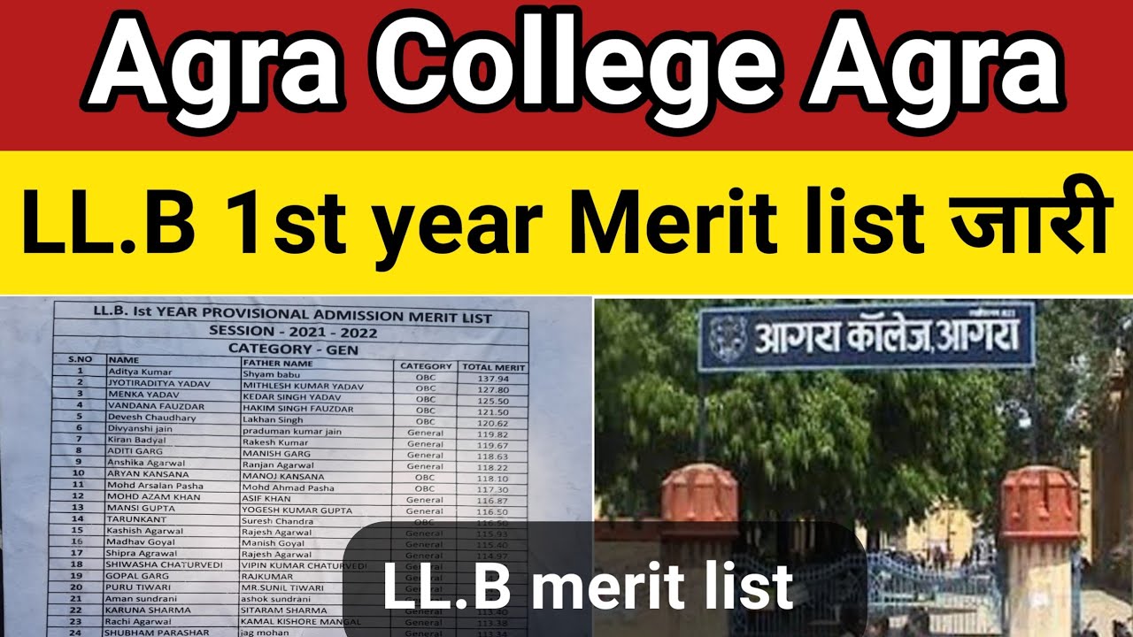 Agra college LL.B merit list 2021 | agra college llb 1st year merit ...