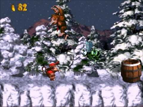 Donkey Kong Country Level 4-1 Snow Barrel Blast - YouTube