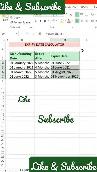 Quick Make Expiry Date Calculator In Excel Shorts Excel Calculator Learneverythingonline4u
