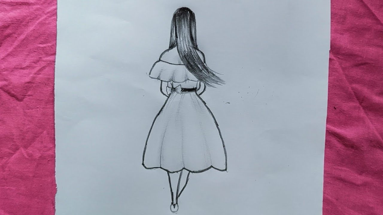 How to draw backside of a girl step by step (very easy) - YouTube
