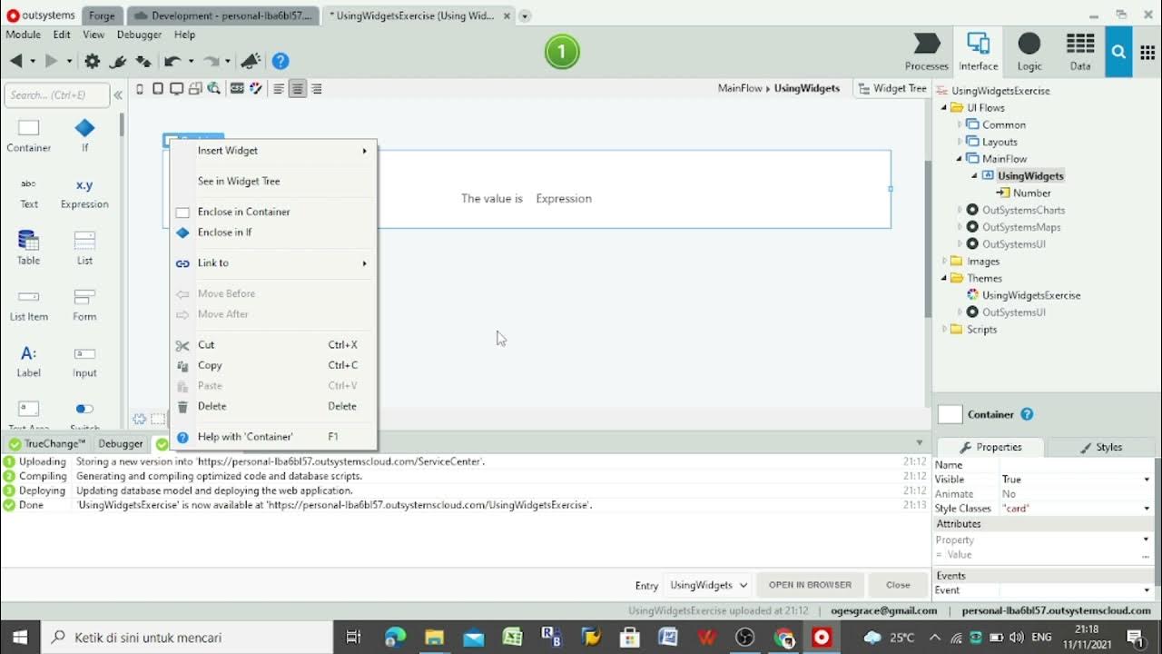 How To Create Using Widgets In Outsystem - YouTube