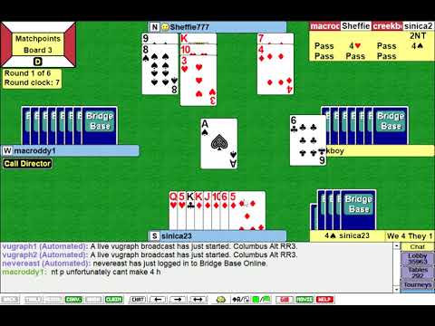 Bridge Base Online Tournaments Table 185 #5010 Support Your Club ACBL ...
