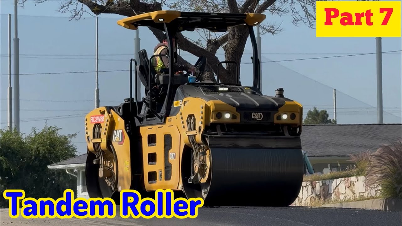 CAT® Tandem Roller (ROAD ROLLER) in Action (Part 7/11) ~ Compacting ...