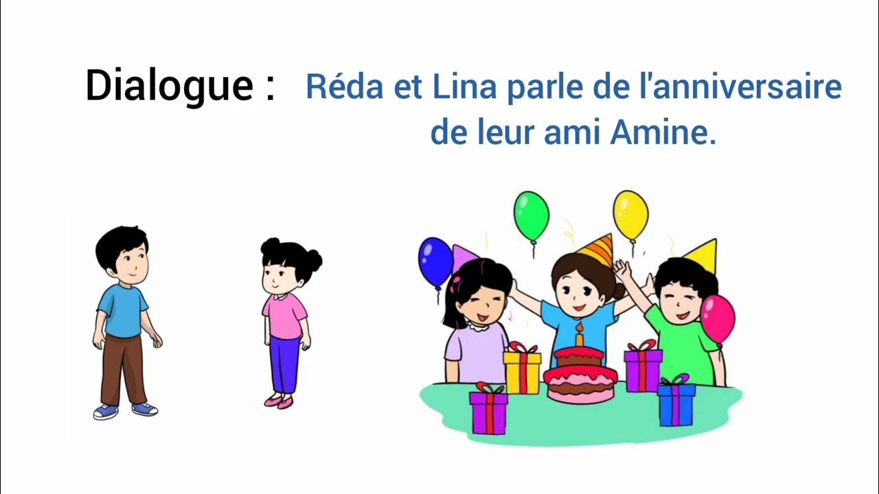 dialogue 5: parler d'un anniversaire. dialogue Réda et Lina. 6 ème ...