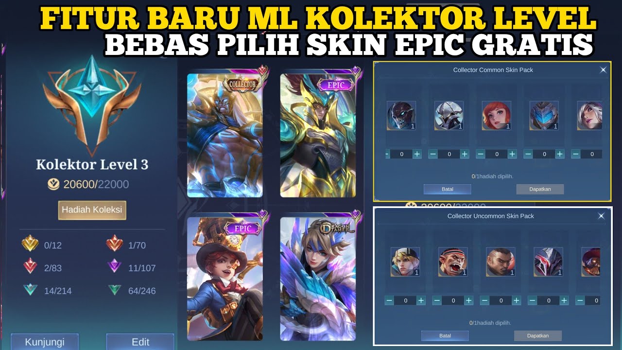 FITUR BARU KOLEKTOR LEVEL ML SEASON 33 : BISA BEBAS PILIH SKIN EPIC ...