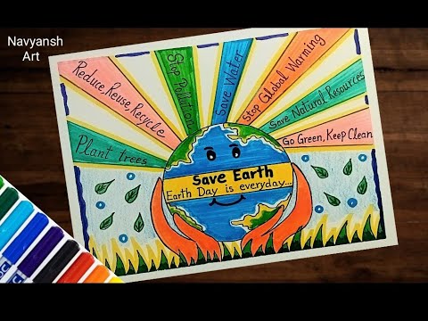 Save Earth poster drawing/Earth Day drawing/How to draw Save Earth ...