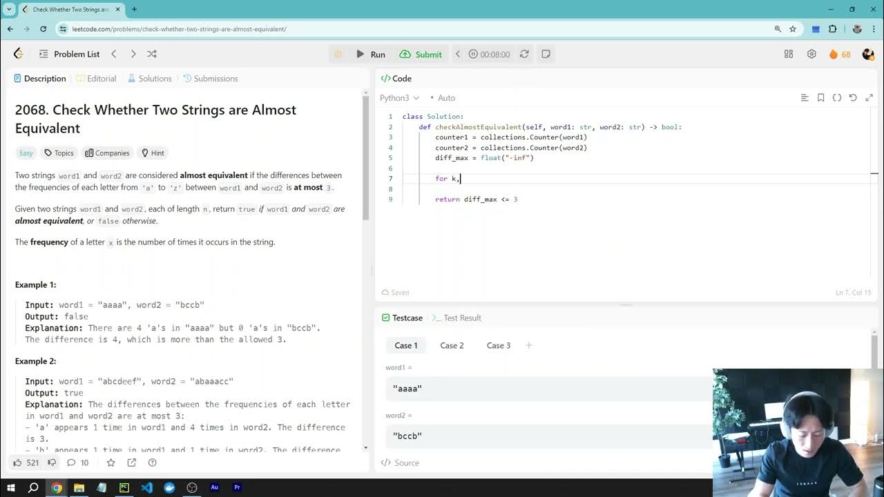 Leetcode 2068 Check Whether Two Strings Are Almost Equivalent Youtube