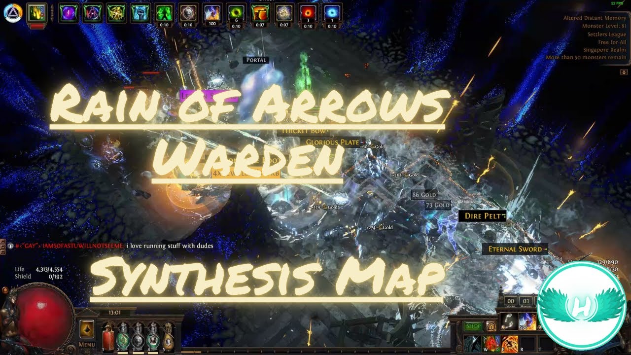 (3.25) Path of Exile - Rain of Arrows Warden - Synthesis Map - YouTube