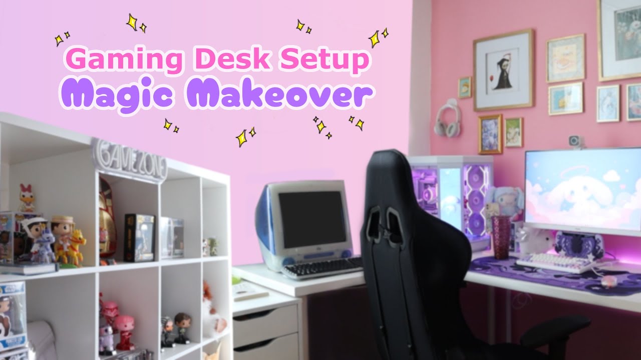 Cute Gaming Desk Setup Magic Makeover - YouTube