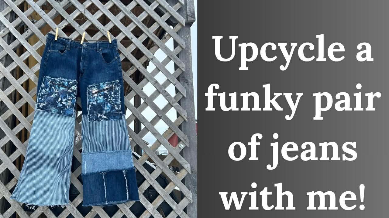 SOLD-Upcycled old jeans into a new funky pair! - YouTube