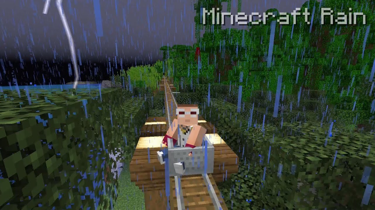 Minecraft Rain & Thunderstorm ASMR With Continuous Minecart Ride【No ...