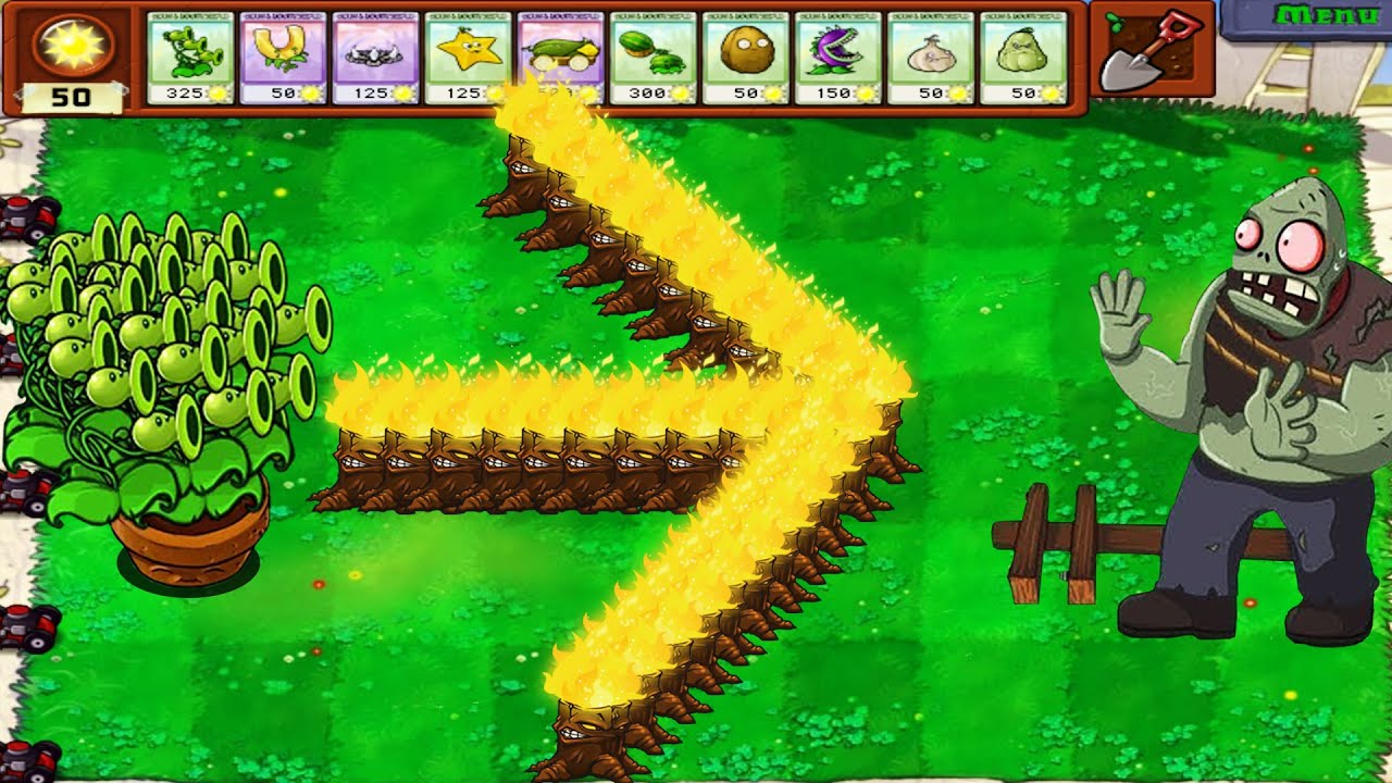 Best strategy Plants vs ZombiesI PVZ 1 Hack_ THREEPEATER BOSS VS FINAL ...