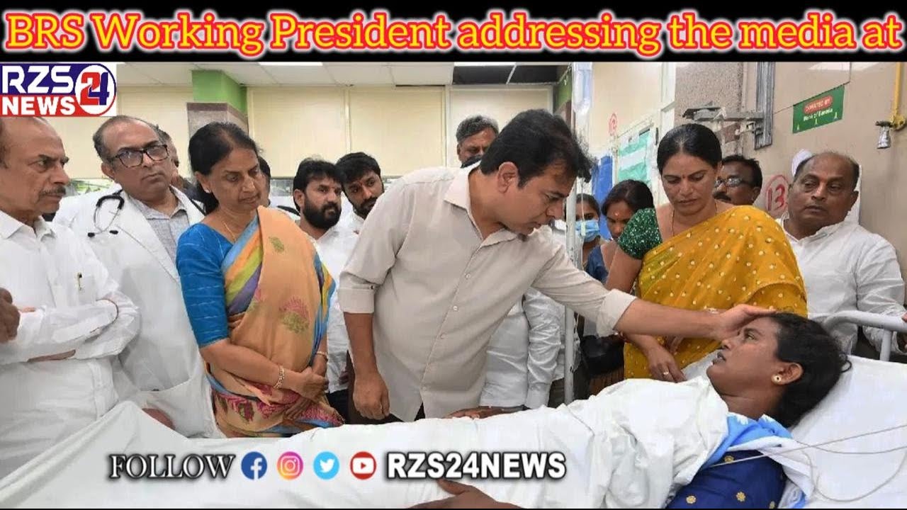 BRS Working President addressing the media at Osmania Hospital - YouTube