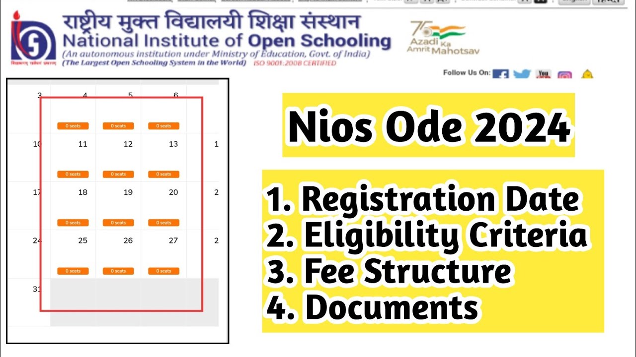 Nios Ode Admission 2024 Fee Structure Documents Eligibility | Task Is ...