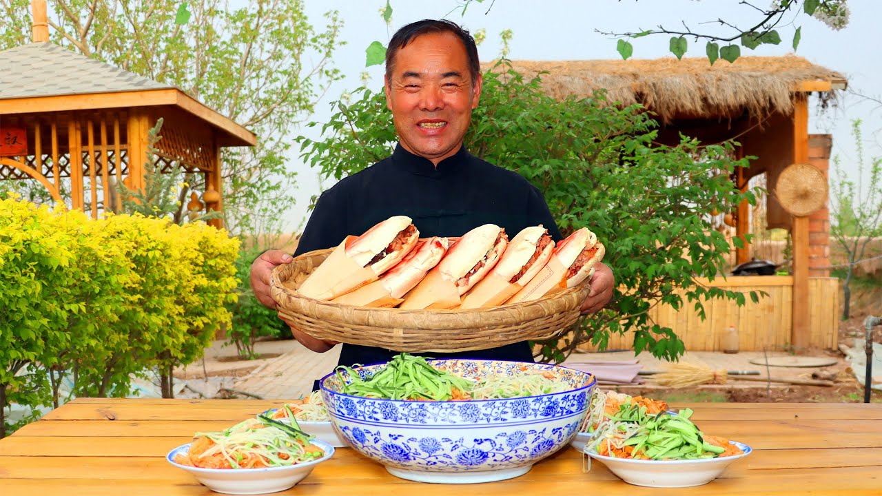 Carb Overload! Cold Noodles with Chinese Hamburger! Best Combo in Spring!| Uncle Rural Gourmet ...