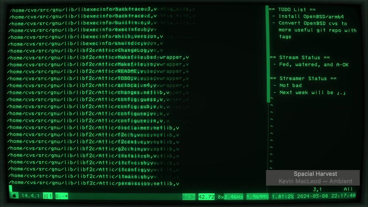 LIVE: Installing OpenBSD/arm64, and then converting OpenBSD CVS to git history with tags ...