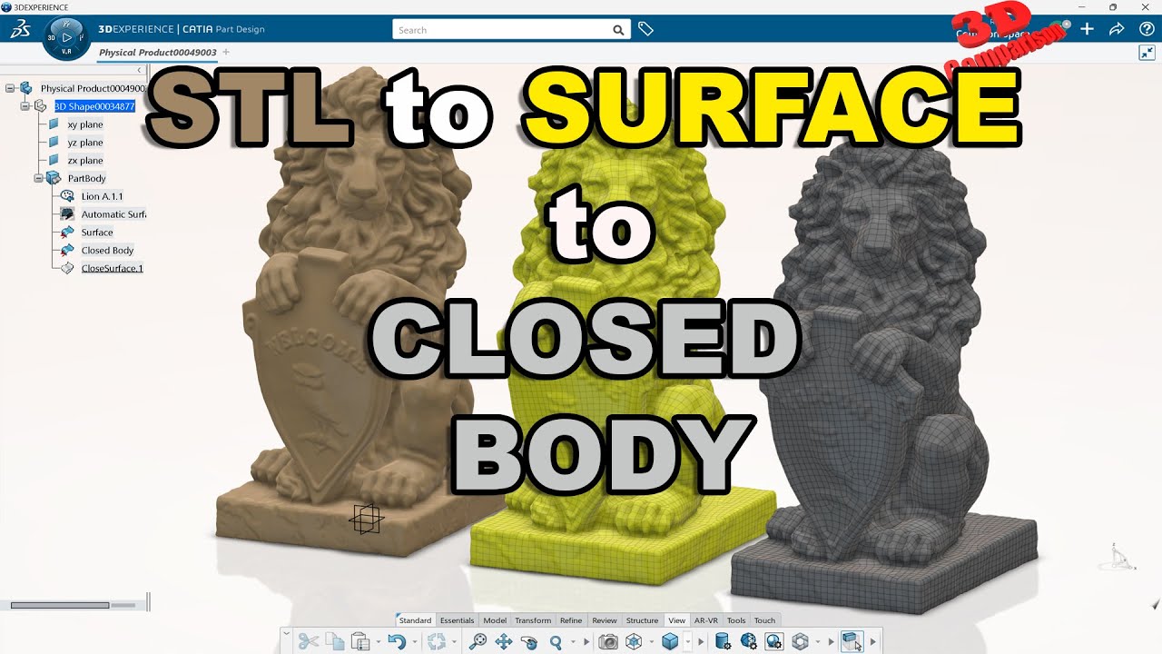 3D Experience - CATIA - STL to Surface to Closed Body - YouTube