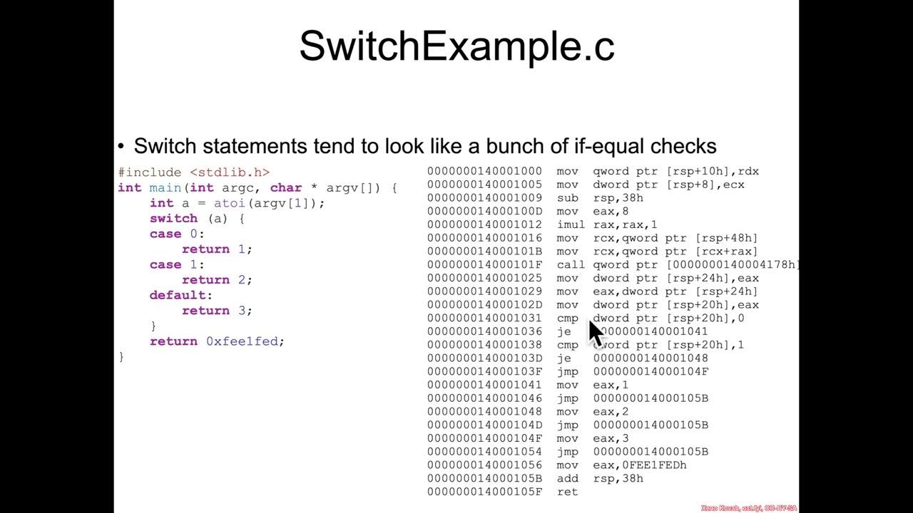 Control Flow: SwitchExample.c - Architecture 1001: x86-64 Assembly - YouTube