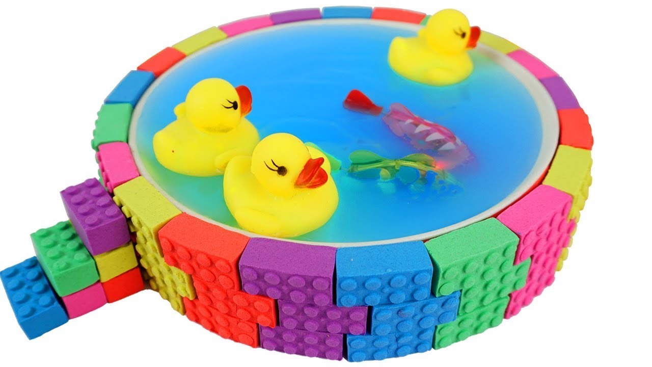 Learn Colors Kinetic Sand Rainbow Pool Lego VS Duck and Fish #w | How ...