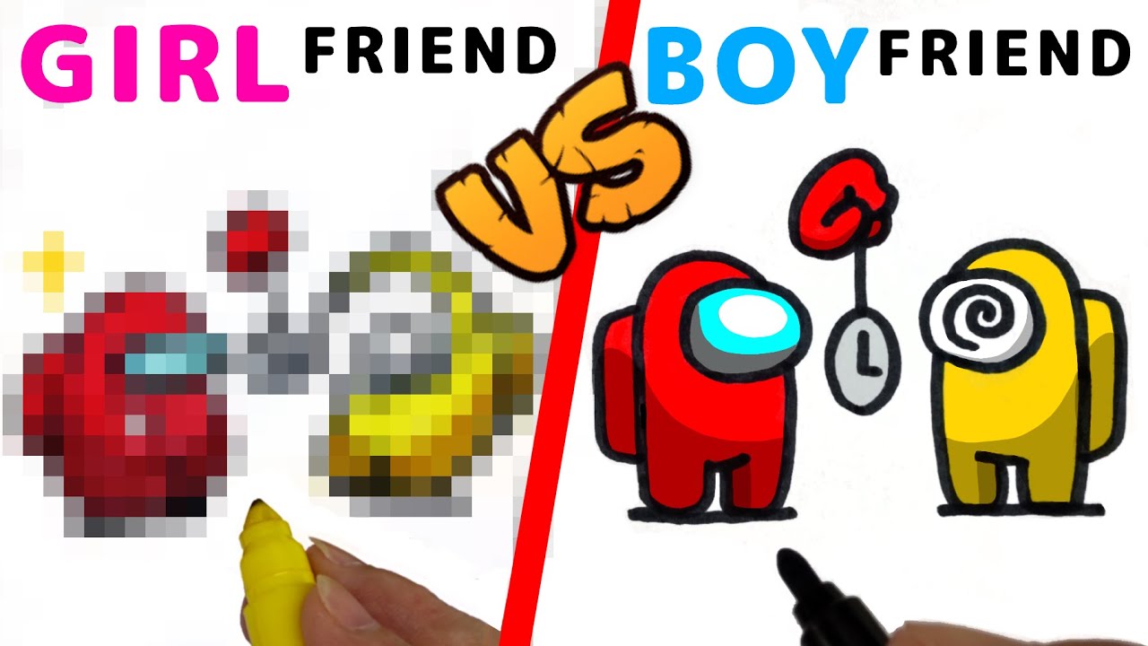 Girlfriend vs Boyfriend！Among Us Drawing Challenge｜ Among Us impostor ...