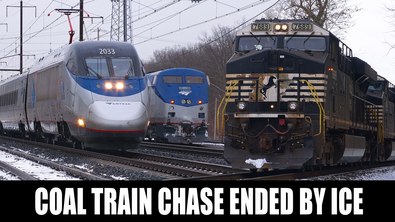 Coal Train Chase Ended by Ice - Frozen Trains & Horns on the Port Road ...