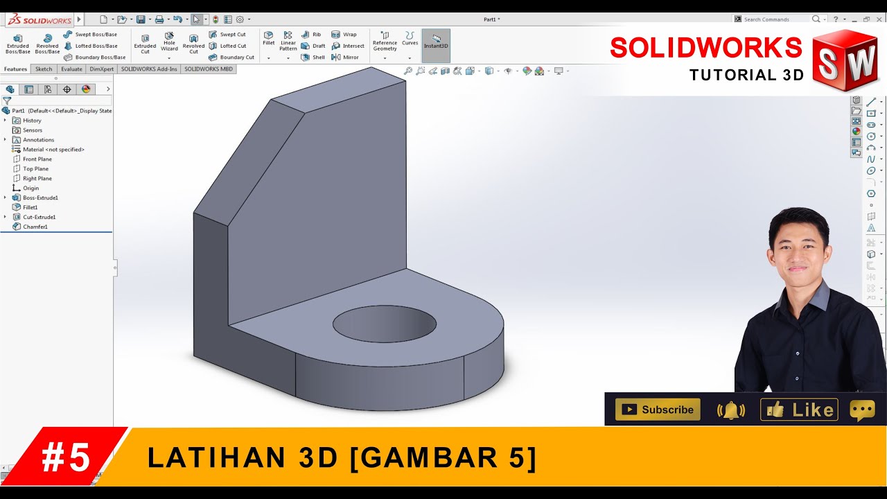 SOLIDWORKS | #5 LATIHAN DASAR 3D [GAMBAR 5] - YouTube