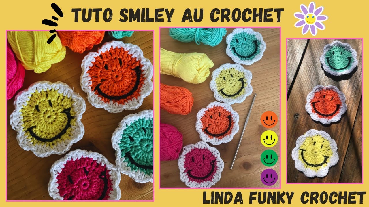😁COMMENT FAIRE UN SMILEY au Crochet|Smiley fleur au Crochet ...