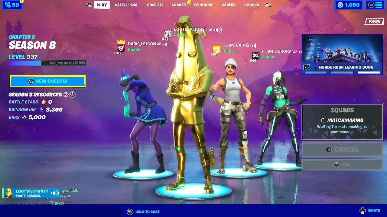 MY CURRENT FORTNITE LEVEL!!! LOOTSTATION road to lvl 1000! - YouTube