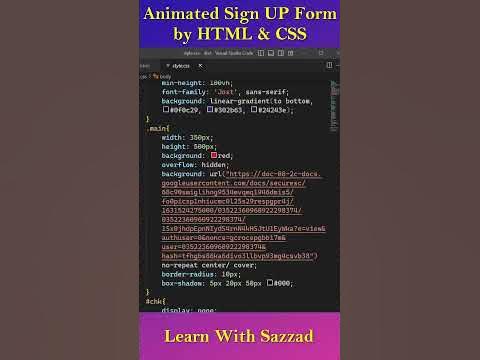 Animated Sign UP Form by HTML & CSS #reel #reels #shorts #short #learnwithsazzad #html #css ...