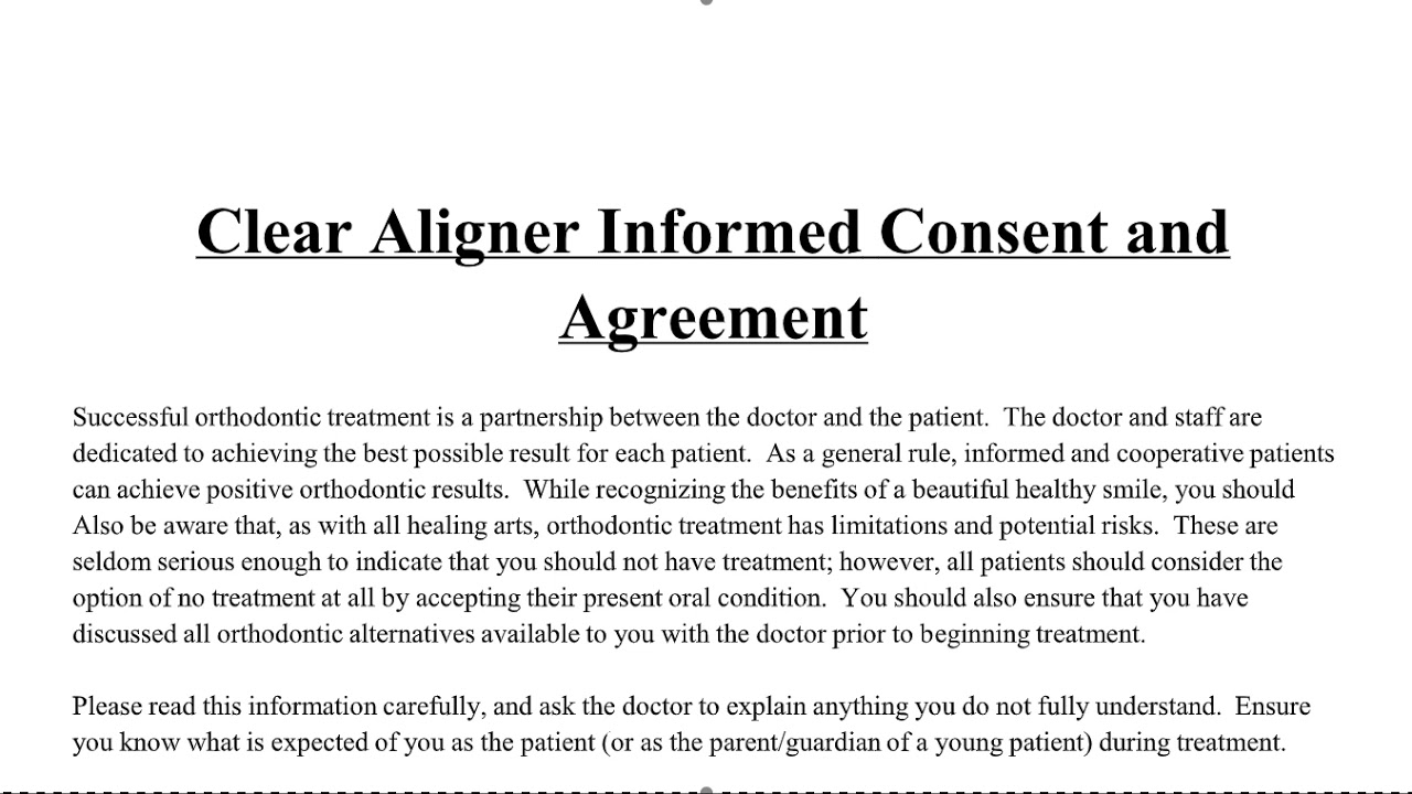 Clear Aligner Informed Consent Template Document White Label Aligners ...
