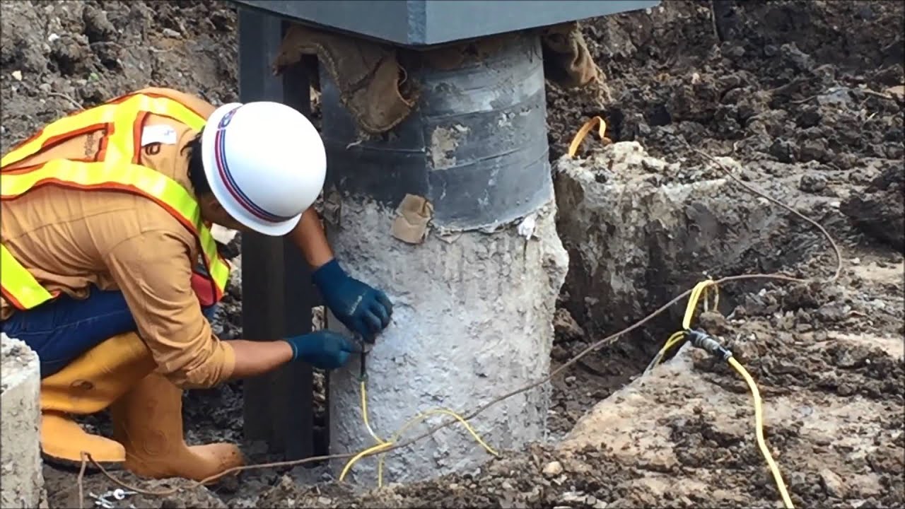 ทดสอบเสาเข็ม Modified Drop Hammer 5 Tons By Mobile Crane - YouTube