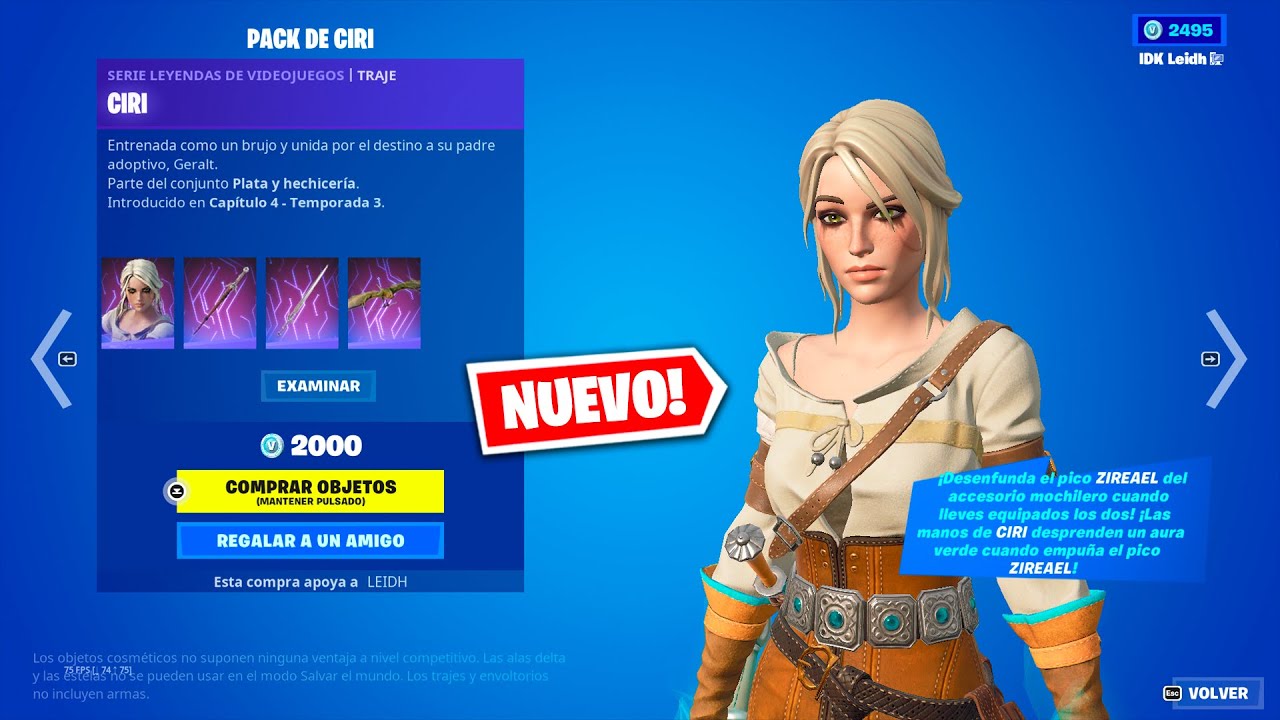 NUEVAS SKINS *CIRI y YENNEFER* (THE WITCHER) NUEVA TIENDA FORTNITE HOY ...