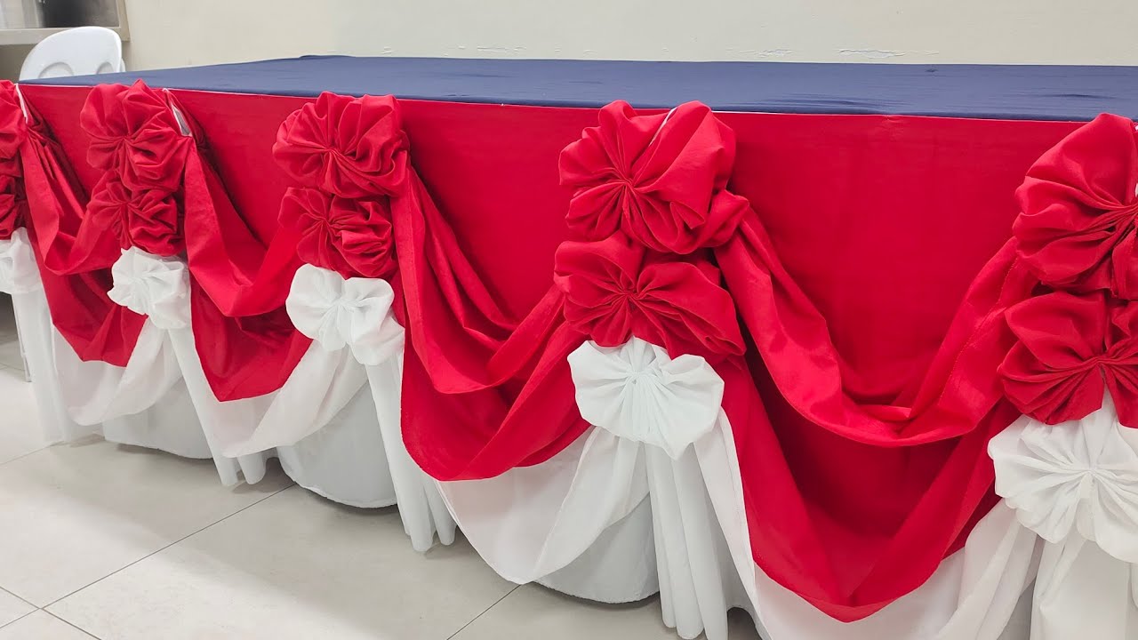 TRIPLE PLEATS WITH FLOWER FOLD DESIGN TABLE SKIRTING TUTORIAL TABLE ...