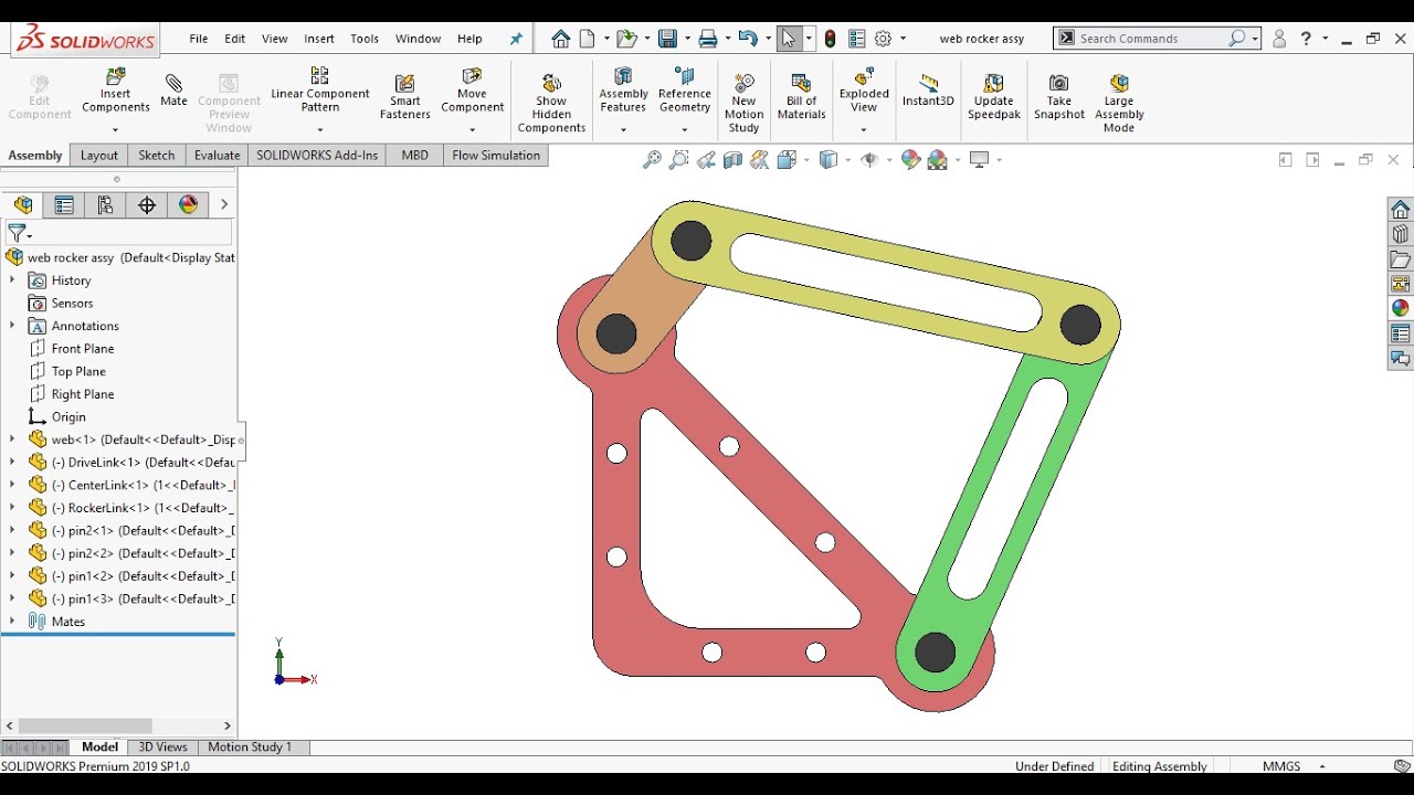 Solidworks assembly tutorials 20| Rocker arm assembly - YouTube