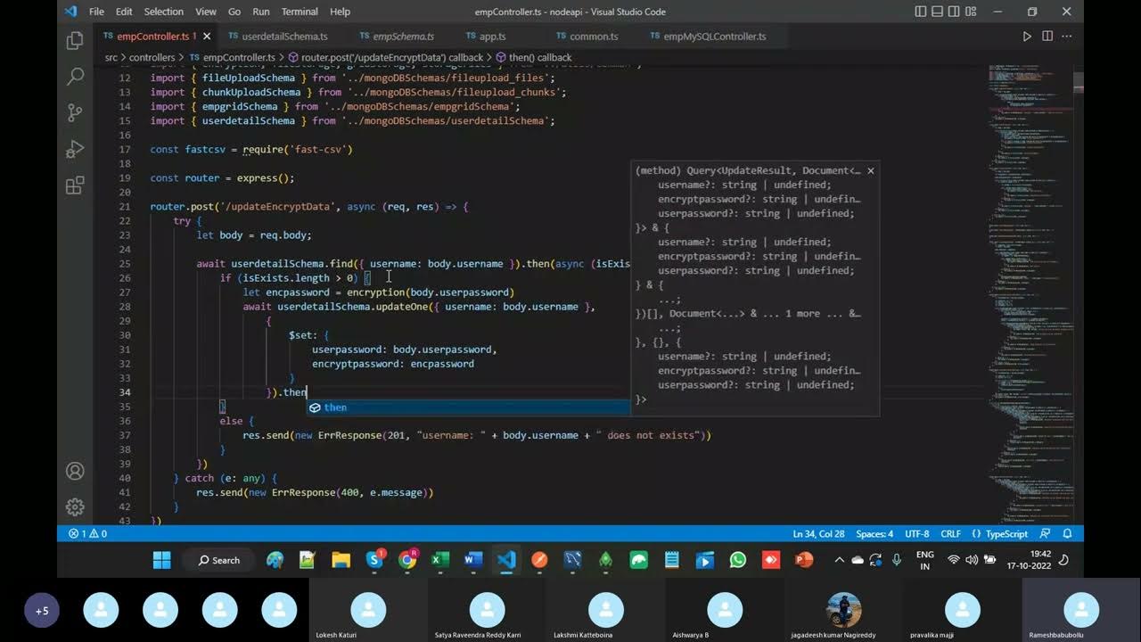 Part 109 Updating encrypted data in MongoDB using Node JS - YouTube