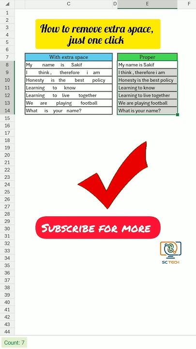 How to remove extra space in Excel just one click💥 | excel magic trick 😱 | excel hacks # ...
