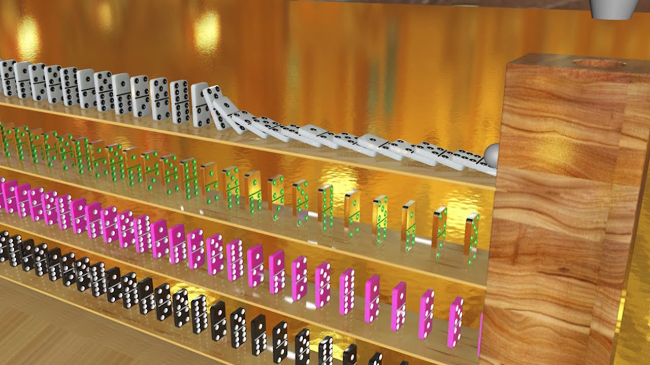 Best satisfying domino chain reaction video in church - YouTube