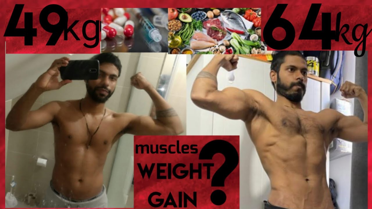 49kg to 64kg weight gain body transformation journey #bulk #weightgain ...
