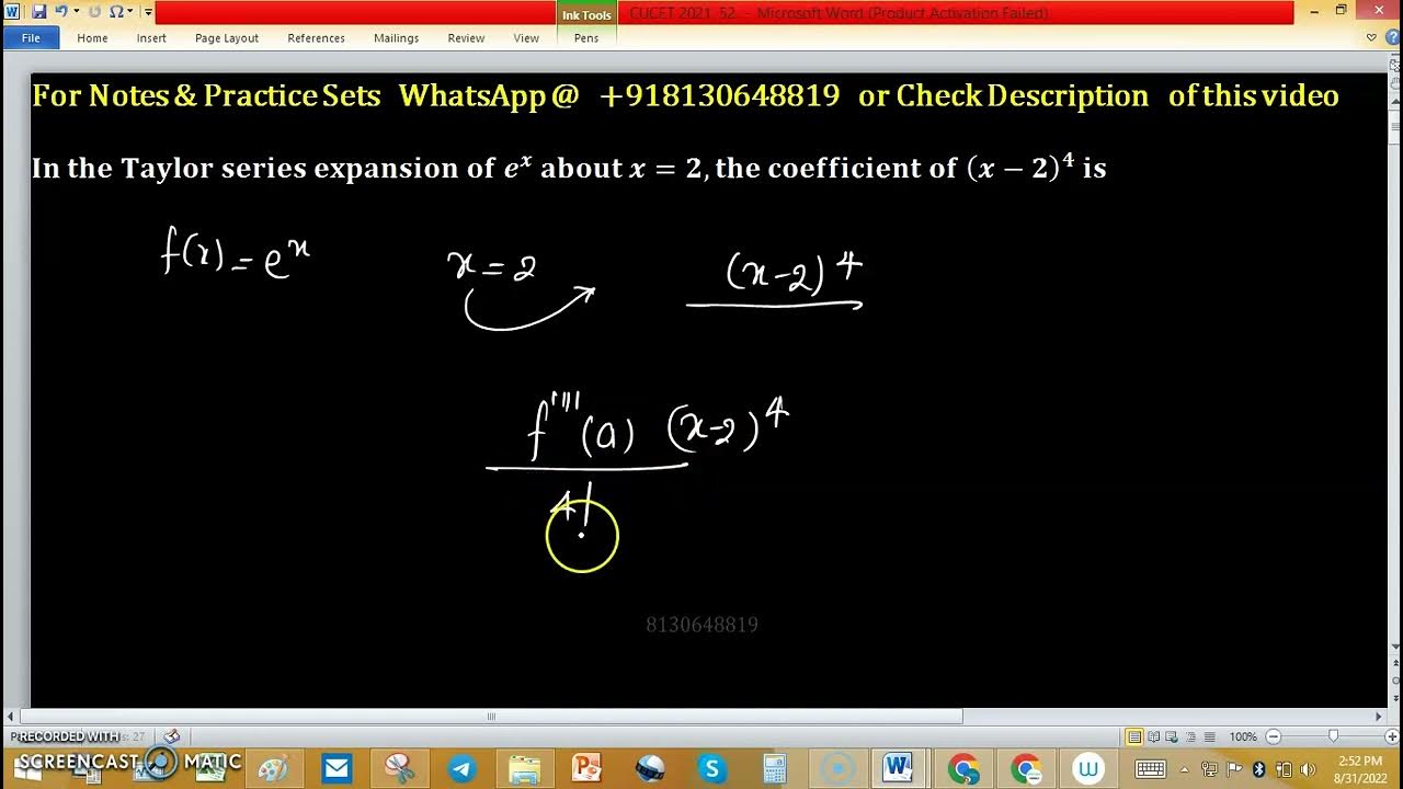 taylor series expansion of e^x cucet 2021 real analysis engineering iit jam mathematics gate ...