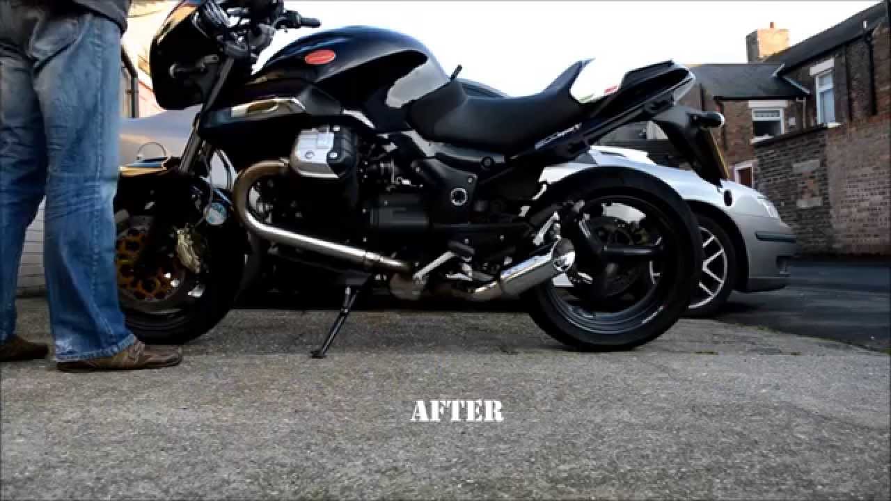 Frank's MANRELI Exhaust - Moto Guzzi 1200 Sport 4V - UK - YouTube
