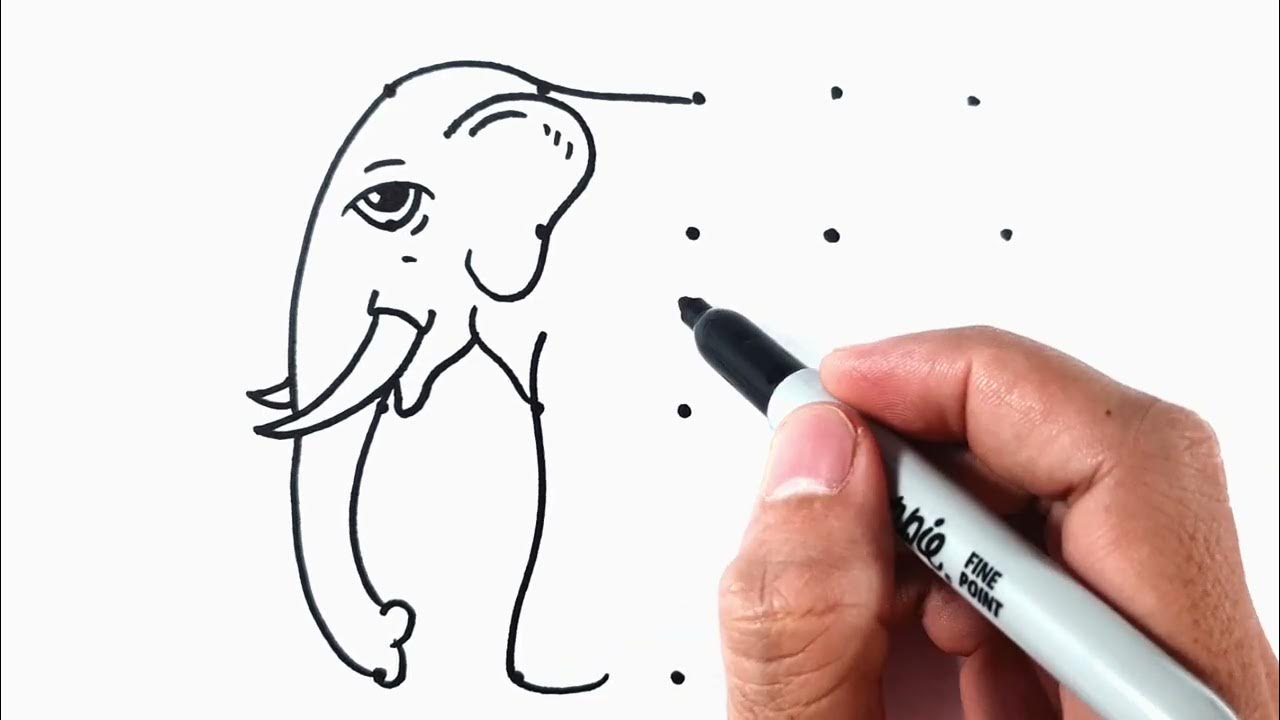 How To Draw Elephant From 20 Dots Easy Step By Step | Easy Elephant ...