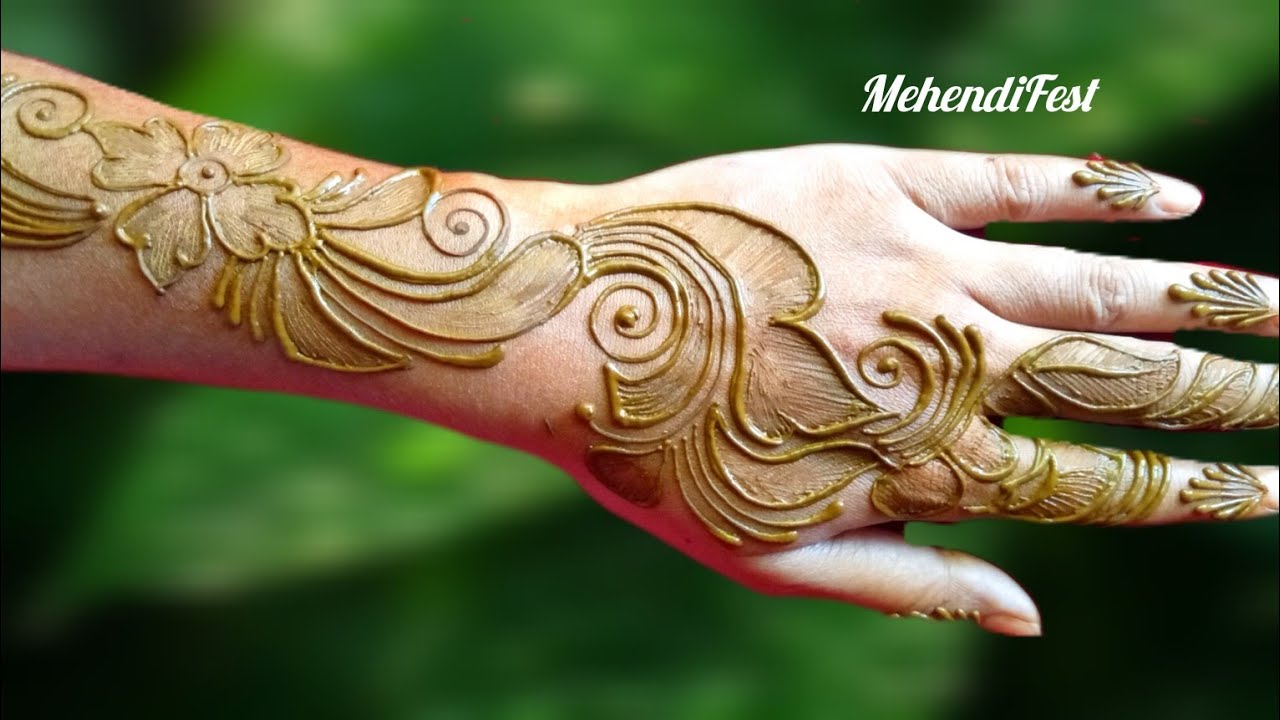 Simple Shaded Mehndi Design || Back Hand Shaded Mehndi Design - YouTube