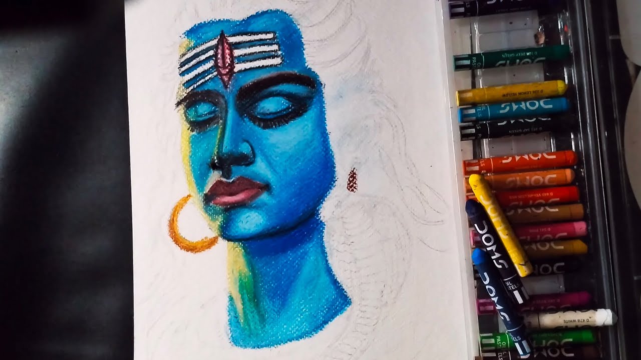Shiv Ji Drawing With Oil Pastels|Part-1|Colouring Tutorial - YouTube