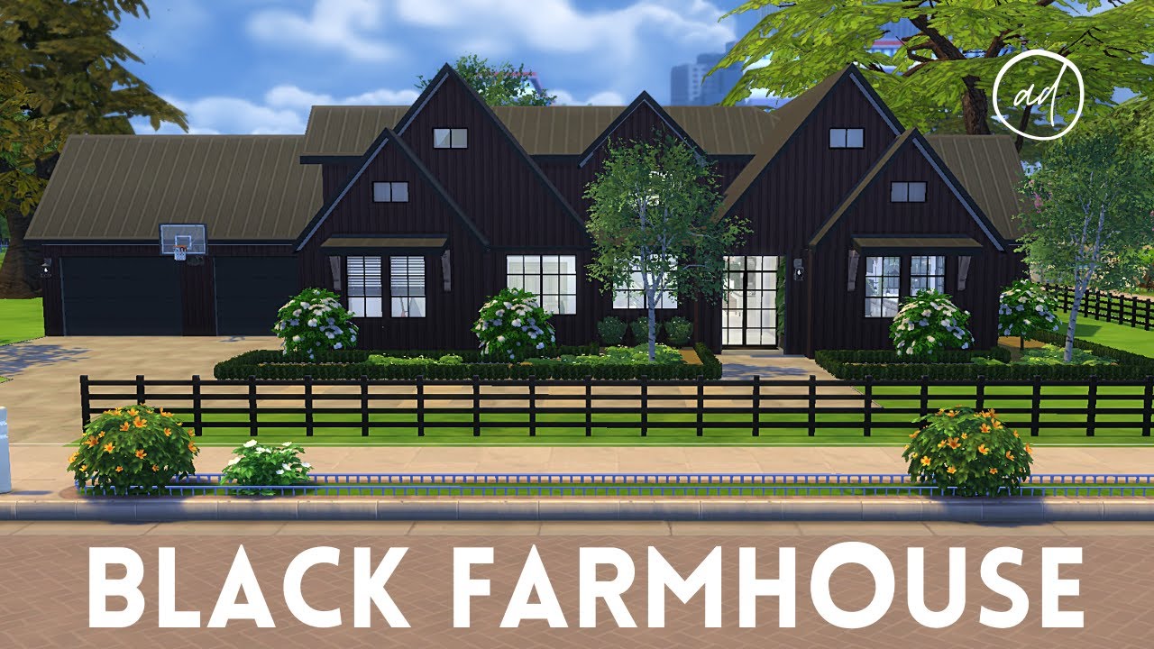 BLACK MODERN FARMHOUSE || Sims 4 || CC SPEED BUILD - YouTube