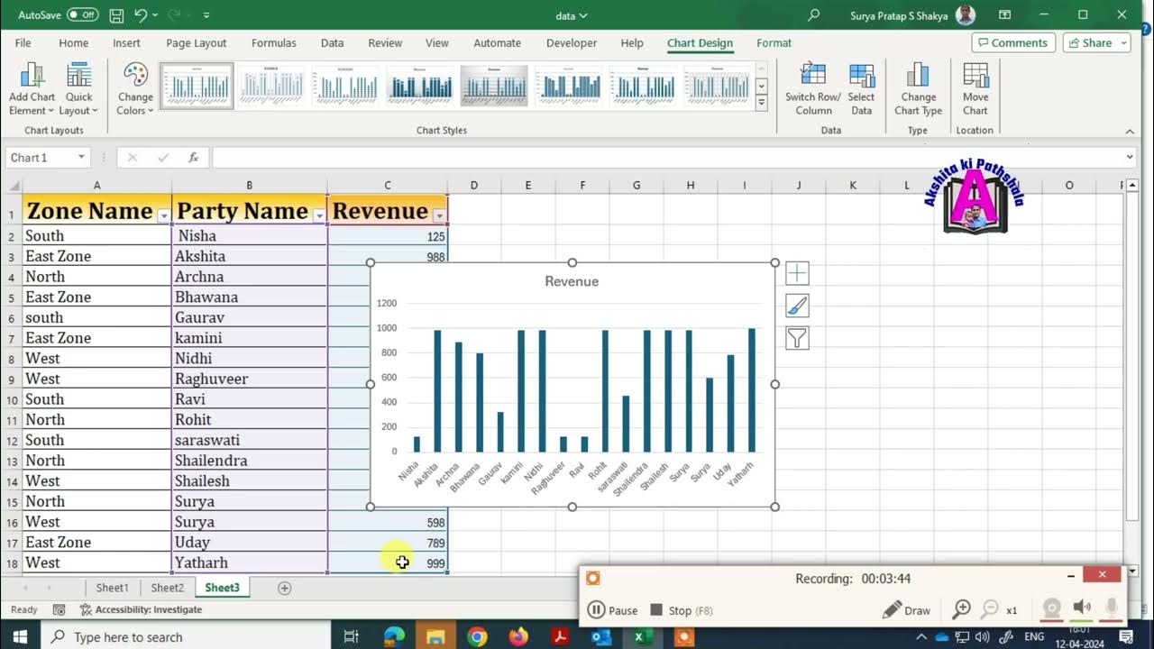 How to Create Interactive Chart with Slicer in Excel how to work it |akshitakipathshala - YouTube